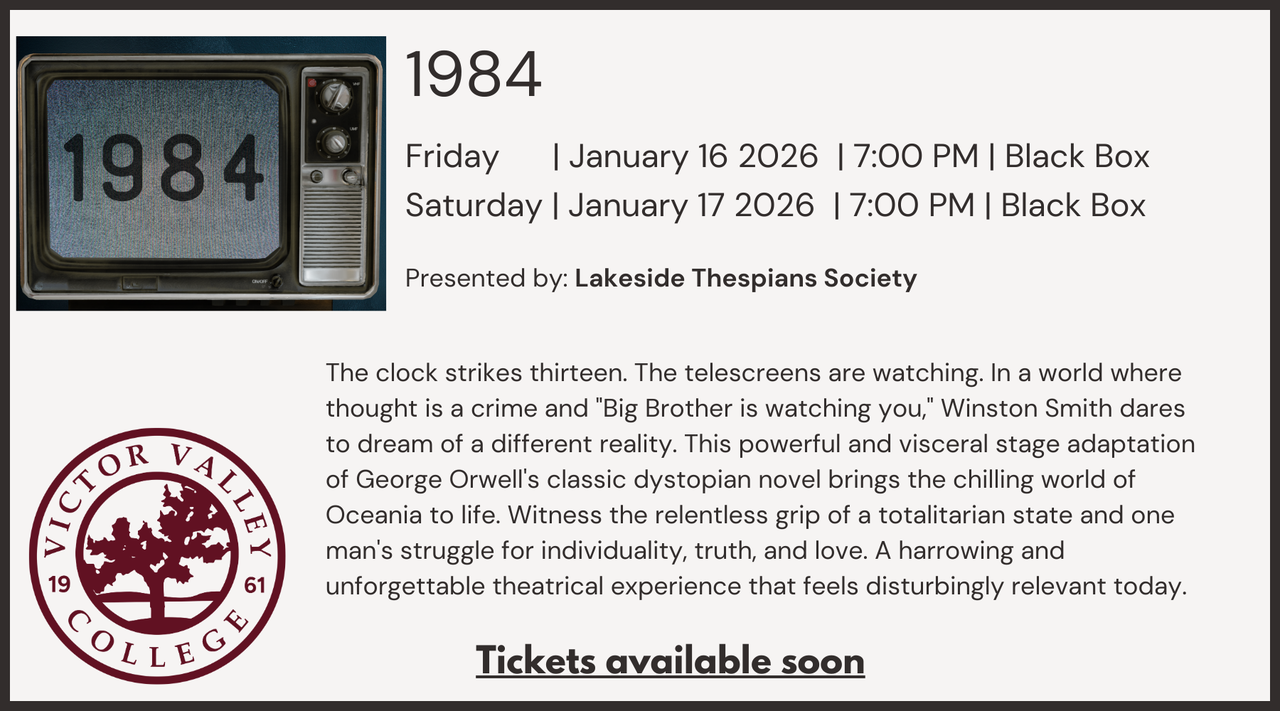 Tickets | Victor Valley College